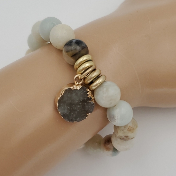 Bella Canvas | Jewelry | Canvas Beads Druzy Stretch Bracelet | Poshmark